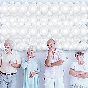 Charnoel 120 Pcs White Link Balloons, 12 Inches and 6 Inches Needle Tail Balloons Quick Linkable Balloon Latex Linking Balloons for Birthday Party Wedding Anniversary Graduation Arch Decorations