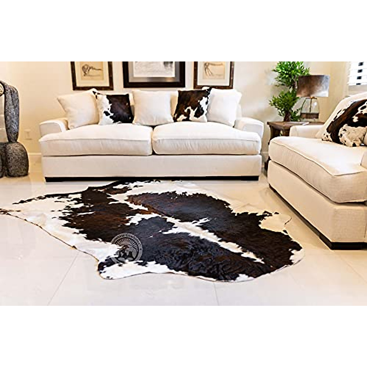 Genuine Tricolor Cowhide Rug Approx. 6 x 7-8 ft. 180 x 220 cm