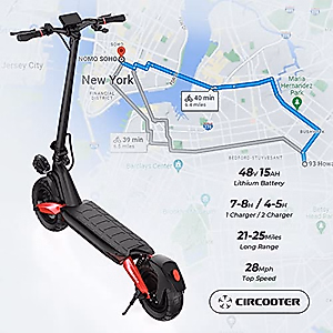 Circooter Raptor Electric Scooter Adult with Smart APP, 800W Motor, 28 Mph Top Speed, 25 Miles Range, 10 inches All Terrain Tires Off Road E Scooter, Dual Charger Ports & Storage Bag - Raptor