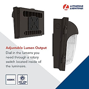 Lithonia Lighting LL ALO 40K TXD Brnz Outdoor TWX2 LED Adjustable Light Output 4000K MVOLT Glass Wall Pack in Textured Bronze