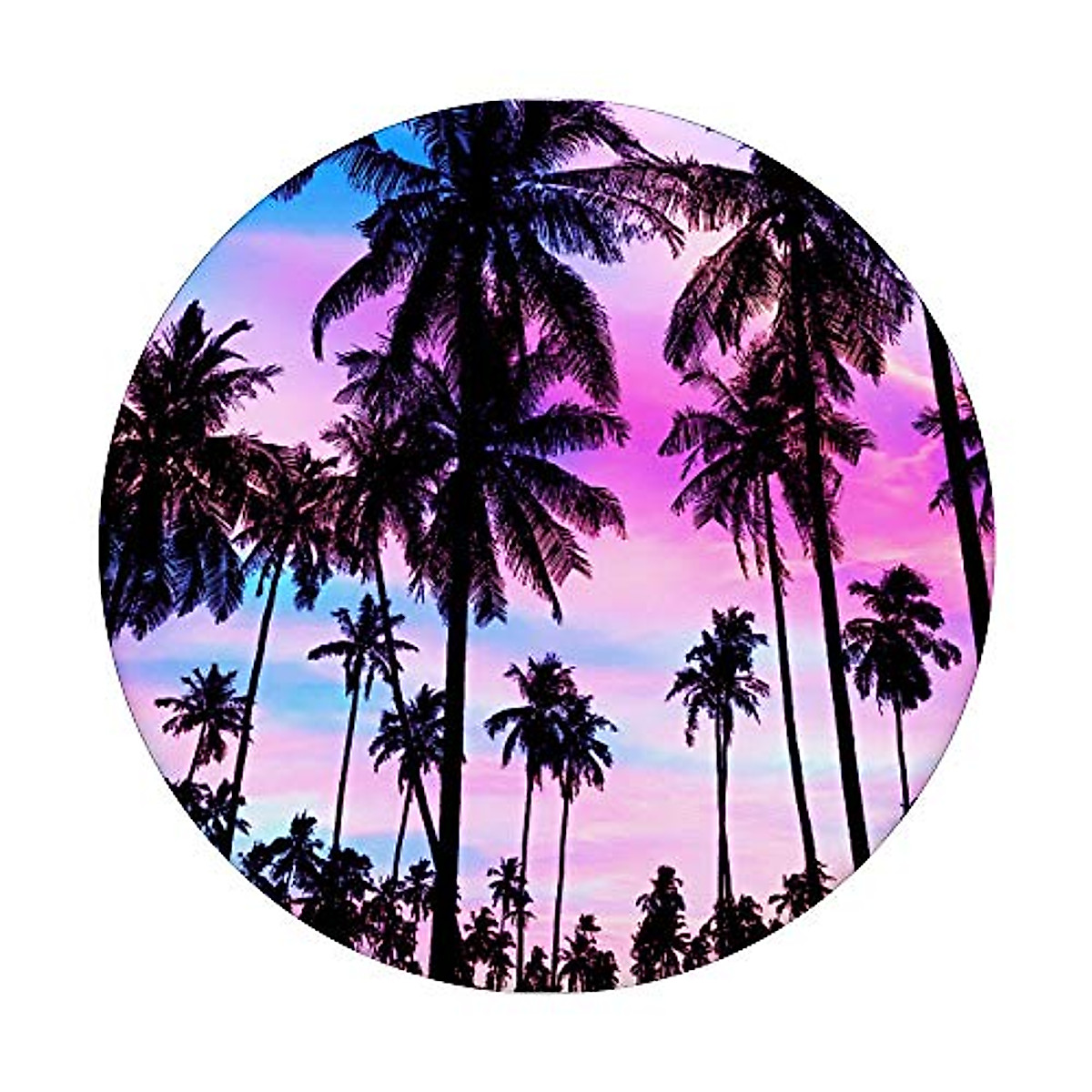 Palm Trees Purple Blue Sunset Tropical Tree Leaves Summer PopSockets Swappable PopGrip