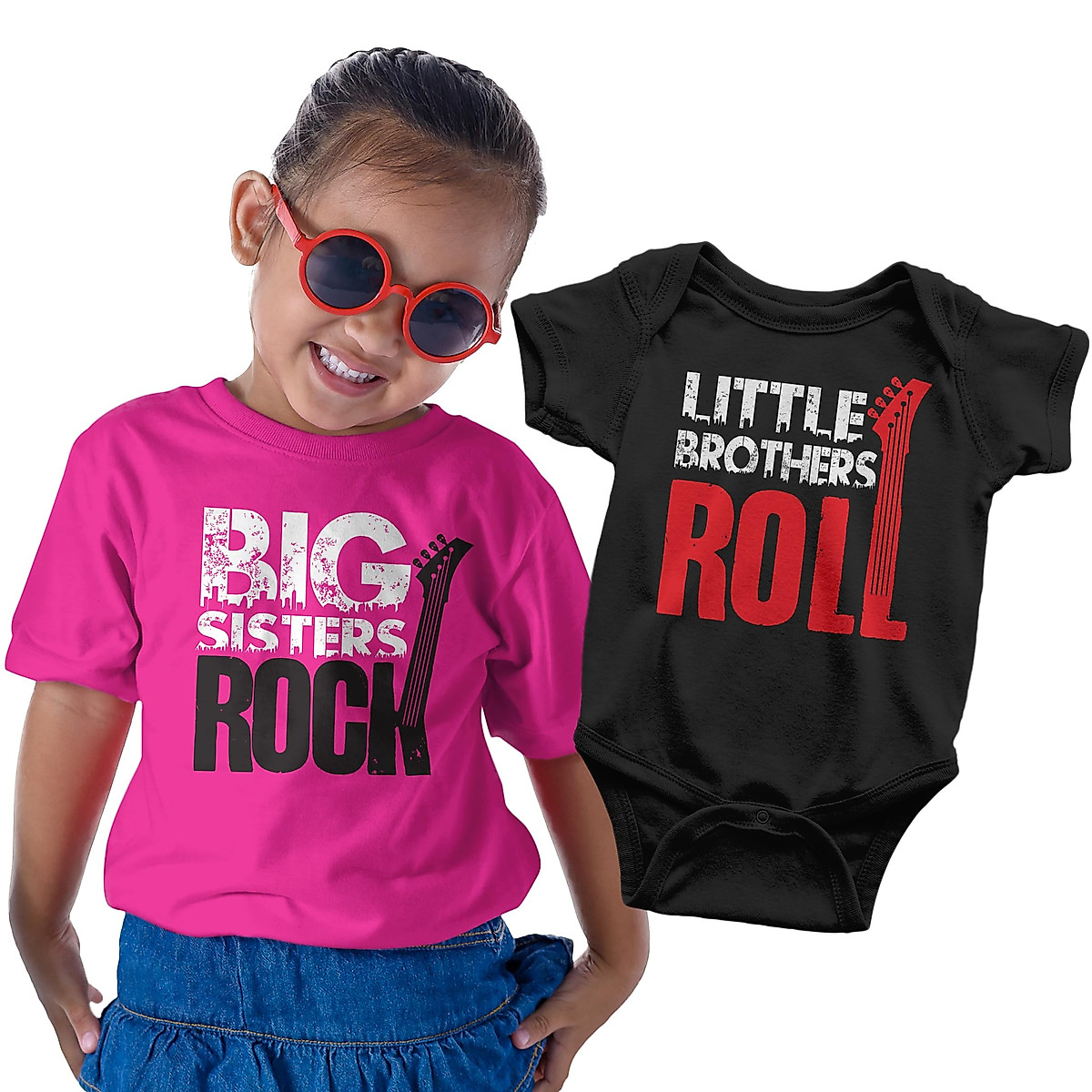 Nursery Decals and More, Big Sister Shirt 2020, Little Brother Newborn Outfit, Big Sisters Rock/Little Brothers Roll, Big Sibling 2T / Lil Sibling (3-6M) 3M