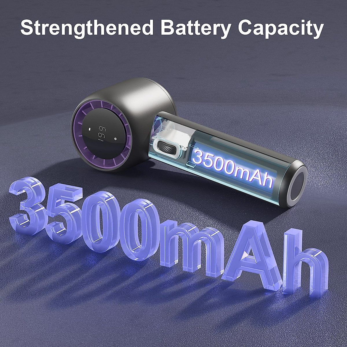 Highspeed Portable Handheld Fan: Speed Adjustable (1-199) Mini Fan with Digital Display and 3500mAh Rechargeable Battery - Ideal Gifts for Women and Men for Travel, Camping, and Outdoor Use Metal Grey