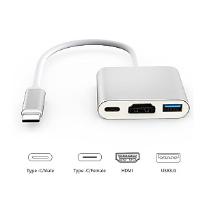 XIAYIO USB C to HDMI Adapter, USB C to HDMI 4K Hub, 3 in 1 USB 3.1 and Type-C PD Port Compatible with MacBook/MacBook Pro/Air, iPad, Samsung Galaxy S9/S10/ S20/ S21/Note 9/Note 10/Note 20
