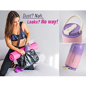 DLOCCOLD 30 oz Stainless Steel Tumbler with Straw & Handle, Insulated Double Walled Water Bottle for Home, Office, Car, Leak Proof, Reusable Cup with Flip Straw for Women Men, Cupholder Friendly