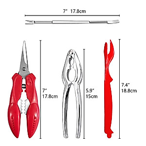 Artcom 8 Piece Seafood Tools Set - 2 Crab Crackers, 2 Lobster Shellers, 2 Crab Forks, 1 Seafood Scissors and 1 Storage Bag