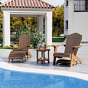 YEFU Adirondack Ottoman, Patio Foot Rest, Adirondack Foot Rest (2-Piece Folding Adirondack Ottoman, Teak)