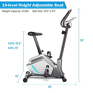 Goplus Magnetic Stationary Upright Exercise Bike, Indoor Cycling Bike w/ 8-level Resistances, LCD Monitor, Pulse Sensor, Pad Holder, Workout Circuit Fitness Bike for Home Cardio Training