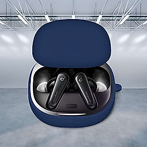 YipuVR Compatible with Anker Soundcore Liberty 4 Case Cover, Soft Silicone Protective Skin Cover for Soundcore by Anker Liberty 4 Noise Cancelling Earbuds with Carabiner (Blue)