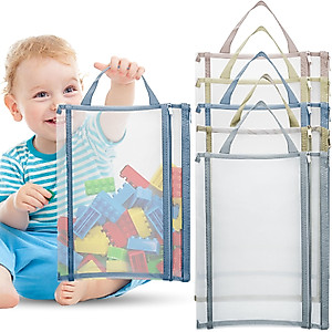 5 Pack Colored Mesh Zipper Pouch Bags, Storage & Organization, Breathable See Through A4 Zipper Pouch with Handle