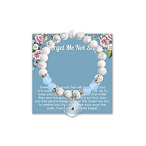 MYOSPARK Memorial Gift Forget Me Not Seed Necklace Message Card Jewelry Sympathy Gift Condolence Gift Remembrance Jewelry Grief Gift (Seed bead BR)