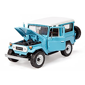 All Star Toys Toyota Land Cruiser FJ40 Sky Blue with Custom Off-Road Wheels 1/24 Diecast Model by Motormax 79323 Exclusive FJ Cruiser J40