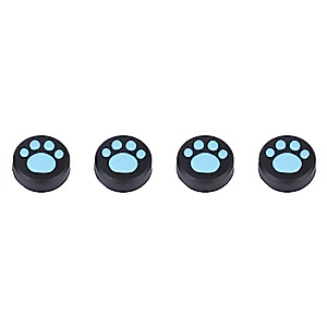 Hakeeta 4 PCS Replacement Cute Cat's Paw Silicone Controller Joystick for PS3/PS4 Thumb Stick Joystick Grips for Switch Pro/PS4/PS3/ONE/360 Handle 4 Colors (Blue)