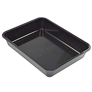 OMEM Reptile Food Bowl Large Water Dish, Wood Plate, Bowl Turtles (L=35.4 * 5.3 * 26.3, Black)