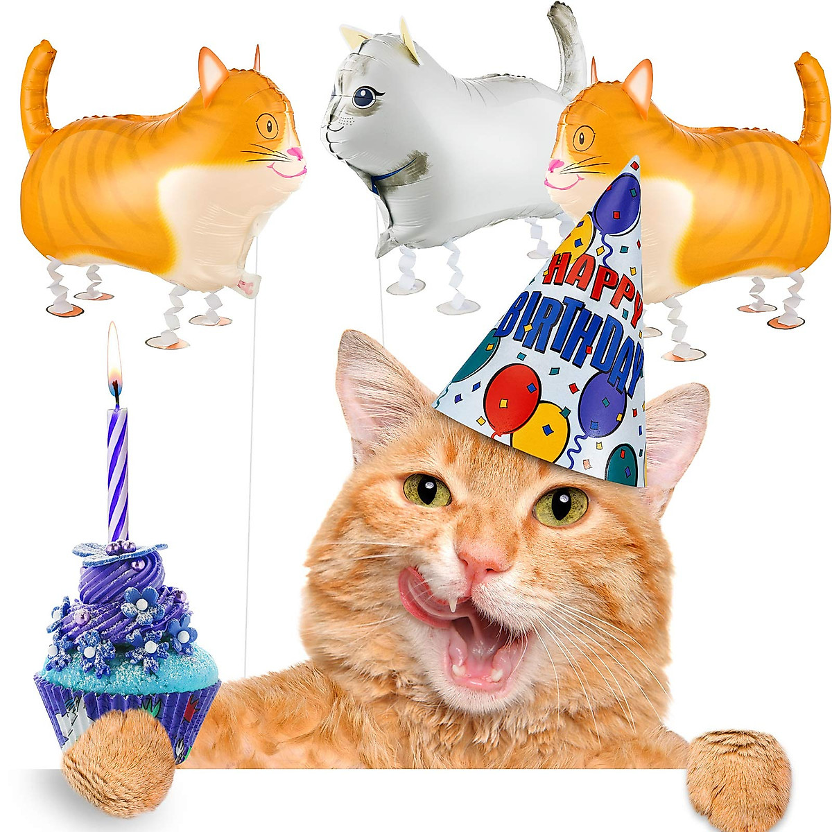 8 Pieces Walking Animal Cat Balloons Aluminum Foil Animal Balloons for Party Decoration for Cat Theme Party Supplies Baby Shower Wedding Birthday Decor, 2 Colors