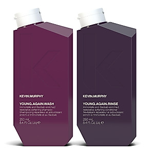 KEVIN.MURPHY YOUNG.AGAIN.WASH & RINSE - Moisturising Shampoo & Moisturising Conditioner - For Dry, Damaged & Brittle Hair - Hair Repair & Hydration - Sulphate Free - 250 mL / 8.4 fl oz - 2 Pack