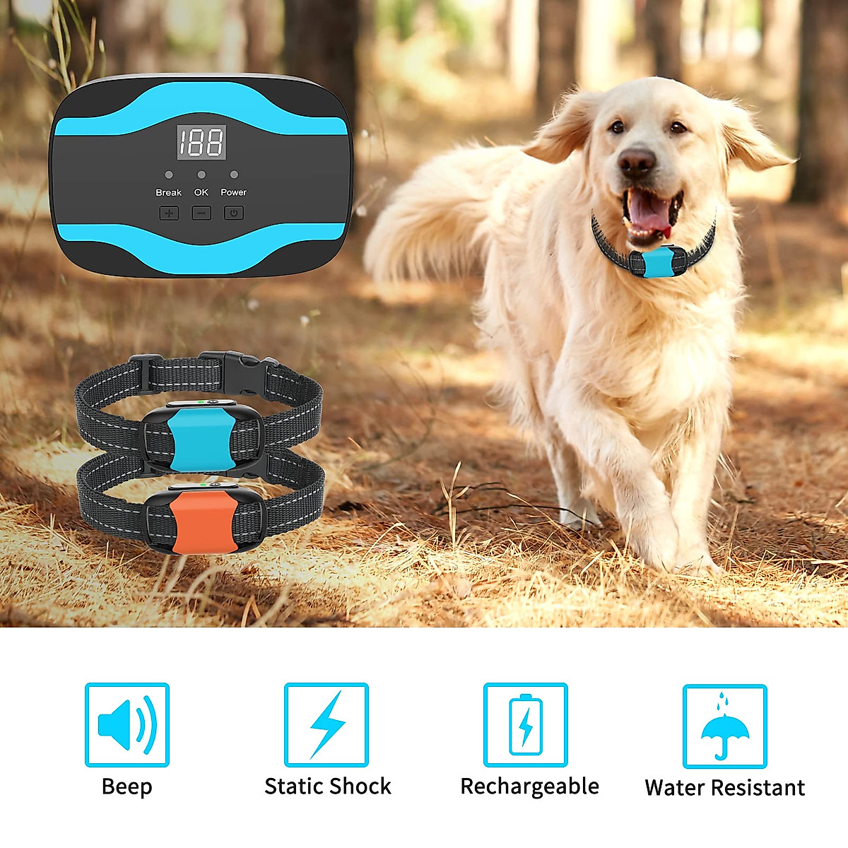 Electric Dog Fence, Wired Pet Containment System 656Ft Electric Fence for Dogs Adjustable Vibration & Rechargeable Underground/Aboveground 2 Waterproof Shock Training Collars Receiver Tone Correction