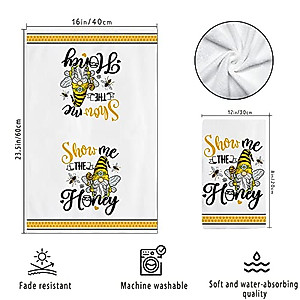 Hexagram Bee Kitchen Towels Set of 4, Bee Hand Towels for Kitchen Housewarming Farmhouse Kitchen Gifts, Bee Gifts for Women…