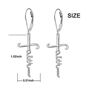 925 Sterling Silver Infinity Love of God Simple Dainty Religious Faith Cross Dangle Fishhook Earrings for Women Christian Easter Jewelry
