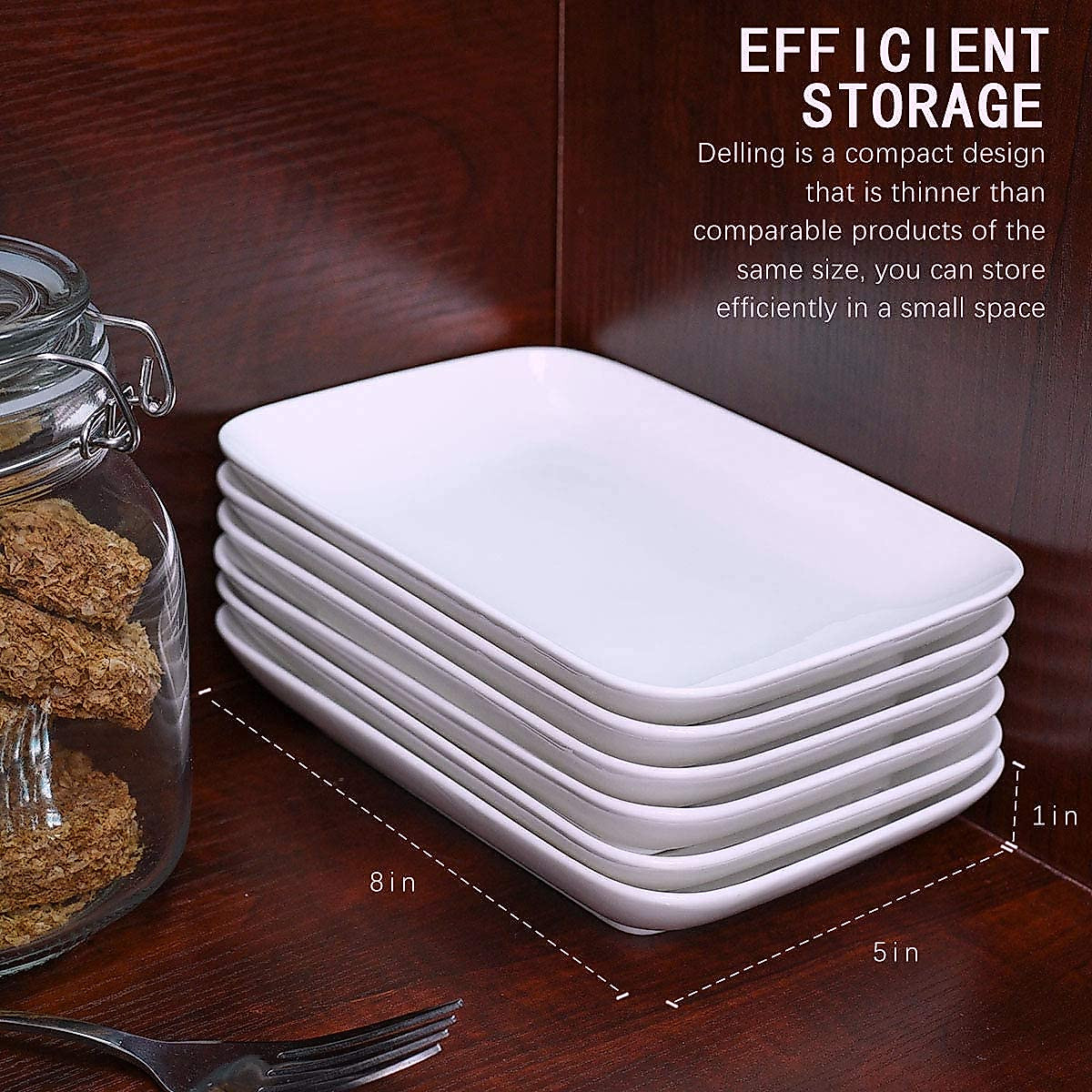 DELLING 16 inch Large Serving Platter Set & 8 Inch Rectangular serving Plates