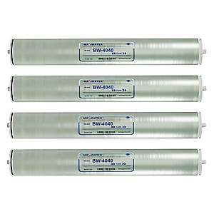 Max Water Brackish Water RO Membrane Element-BW-4040 2400 GPD, Commercial Reverse Osmosis size 4" x 40" good for Industrial, Municipal, Waste Water Re-Use, Car Wash, Whole House etc. (Pack of 4)