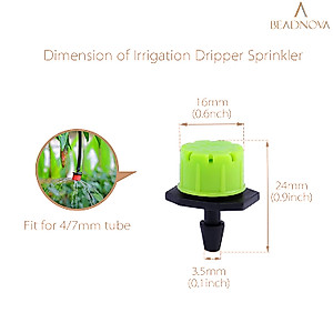 BEADNOVA Drip Emitter 150 Pcs 360 Degree Drip Line Emitter Adjustable Dripper Emitters for Drip Line 1/4 Inch Irrigation Tube Watering System Gardening (Green)
