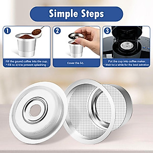 2 Pack Stainless Steel K Cup Reusable Coffee Pods Compatible with kuerig 1.0 Coffee Maker, K Cup Filters Refillable Coffee Pods Coffee Filters