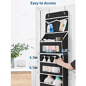 JARLINK 5-shelf Over Door Organizer Storage, Upgrade Hanging Storage with Clear Window, 50 lbs Load Storage Organizer for Bedroom, Bathroom, Nursery, Baby Kids Toys, Diapers, Pantry, Black