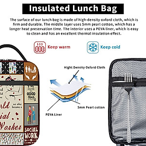 KIYIYZER Social Worker Lunch Bag Insulated Reusable Lunch Box Portable Cooler Tote Bag For Women Men Adults Work Picnic,Give A Gift To Social Work Practitioner