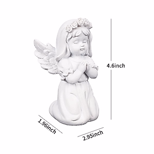 Raeasily Praying Little Angel Statue - 4.7 Inches Resin Crafts Wings Angel Crafts Decoration for Shelf,Home, Wedding Car Decoration, Offcie Desk