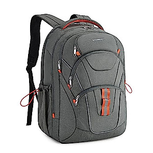 BAGSMART Large Travel Backpack for Women Men,Laptop Backpack Flight Approved Carry On Computer Bag Fits 17 Inch Laptop,Water Resistant Outdoor Backpack for Hiking Business,Grey