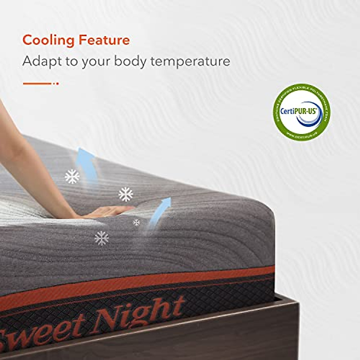Sweetnight King Size Mattress, 10 Inch Memory Foam King Mattress with Three Firmness Levels in One Mattress, Infused Gel for Cool Sleep, King Foam Mattress in a Box,Grey