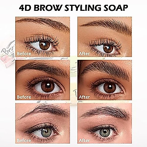 Brow Soap Eyebrow Soap for Eyebrow-2PCS Brow Styling Soap Kit 4D Brow Freeze, Long Lasting Waterproof No Flaking Clear Brow Gel, Eyebrow Wax with Brow Brushes & Spray Bottle for Natural Eyebrows-02#