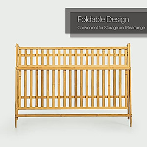 MoNiBloom Folding Bamboo Ladder Shelf 2 Tier Flower Pot Plant Display Rack Stand Organizer Holder for Home Garden Patio Balcony Indoor Outdoor Use, Natural