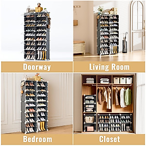 10 Tier Shoe Rack Organizer with Covers 40-Pair Shoe Storage Cabinet Shoe Organizer Cabinet Closet Shoe Organizers and Storage Closed Shoe Rack Storage Organizer for Closet Entryway Bedroom Garage