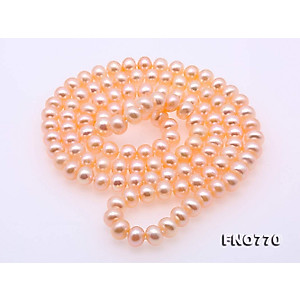 Womens Long Strand Pink Pearl Necklace AA+ 8-9mm Freshwater Cultured Pearl Necklace Sweater Chain 32"