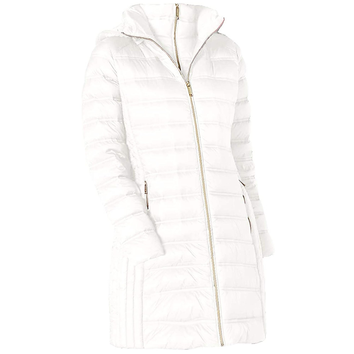 Michael Michael Kors White Down Hooded Packable 3/4 Coat (L)