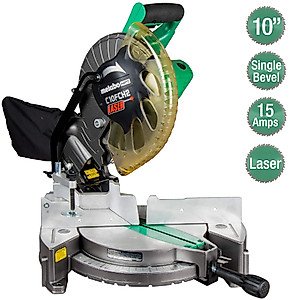 Metabo HPT 10-Inch Miter Saw | Laser Marker | Single Bevel | Compound | 15-Amp Motor | C10FCH2S