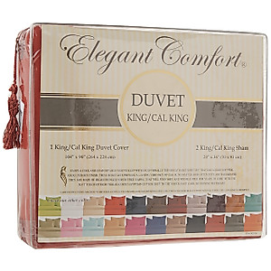 Elegant Comfort ® 1500 Thread Count - Wrinkle Resistant - Egyptian Quality 3pc Duvet Cover Set, Solid, King/Cal-King, Rust