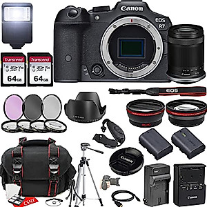 Canon EOS R7 Mirrorless Camera w/RF-S 18-150mm f/3.5-6.3 is STM Lens + 2X 64GB Memory + Hood + Case + Filters + Tripod & More (35pc Bundle)