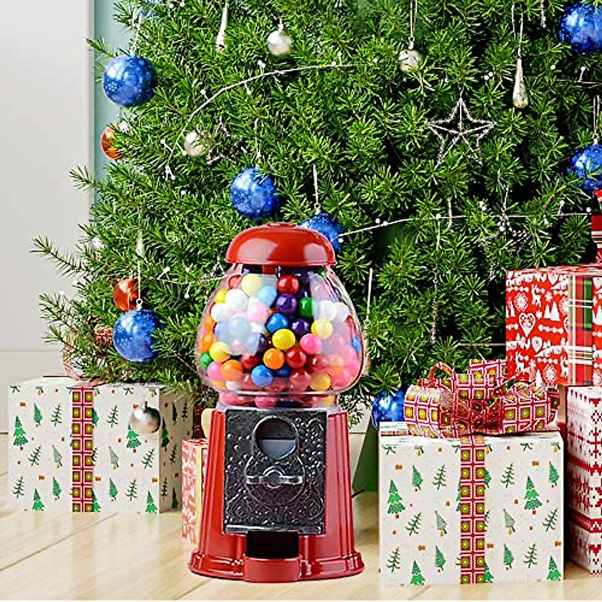 Gumball Machine - 9 Inch Gumball Vending Machine for Kids - Small Gumball Bank - Metal Candy Dispenser - Home Vending Machine - Vintage Gum Ball Machine - Jelly Bean Dispenser Machine - M&M Dispenser