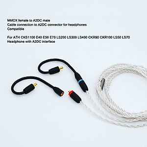Jerys MMCX to A2DC Cord, MMCX to A2DC Adapter Cable Gold Plated Interface Plug and Play for CKS1100 for E70, Balanced Female Portable Headphone Adapter Cable