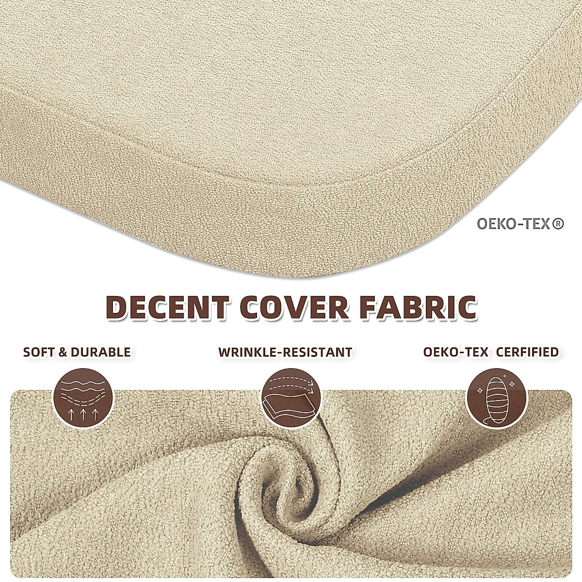 HAVARGO Chair Cushions for Dining Chairs with Supportive Foam [16.5 x 16.2 Inches] Kitchen Chair Pads Indoor Seat Cushions for Dining Chairs, 2" Thick Dining Room Chair Cushions Set of 2 Beige