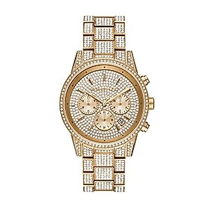 Michael Kors Women's Ritz Quartz Watch with Stainless Steel Strap, Gold, 20 (Model: MK6747)