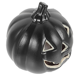 Uonlytech Halloween Pumpkin Lights Battery Operated Black Jack-o-Lantern Light Flameless Candles Pumpkin Lamp Decoration for Halloween Party Favor Decoration (Without Batteries)