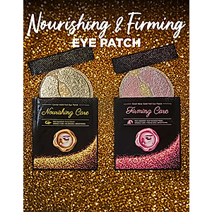YURICOS Snail Rose Gold Foil Under Eye Mask Patch for Dark Circles and Puffiness 20 Pairs - Enriched - Rose Gold Mask for Diminishing Under Eye Wrinkles, Lines