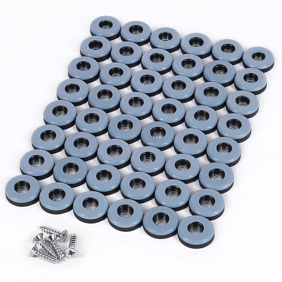 GINOYA Teflon Furniture Sliders, 48pcs 1inch Reusable Furniture Glides with Screws for Carpet Tile Hardwood (Grayish Blue)