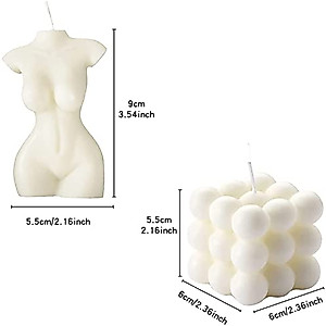 Bubble Cube + Human Body Candle Women Body Candle Body Shape Beautiful Art Candle Decoration for Wedding Decorative Candle for Bedroom Bathroom Decorations Hand Poured Scented Candle (Bubble + Body)
