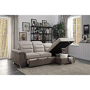 Lexicon Otis Living Room Sectional Sofa Sleeper with Storage, Two-Tone