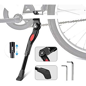 Bike Kickstand Adjustable Middle Support Stand for 22 24 26 Inch Bicycles with 2 Hexagon Wrenches